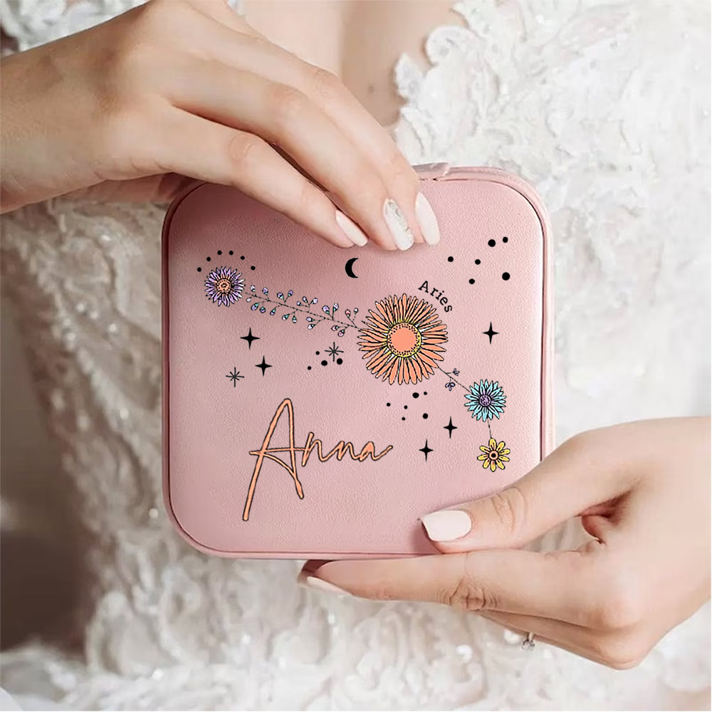 Personalized Zodiac Floral Constellations Jewelry Box Case Birthday ...