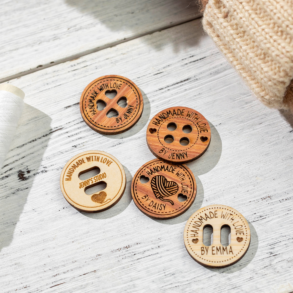 Personalized Handmade with Love Wooden Buttons Set of 10 Clothing ...