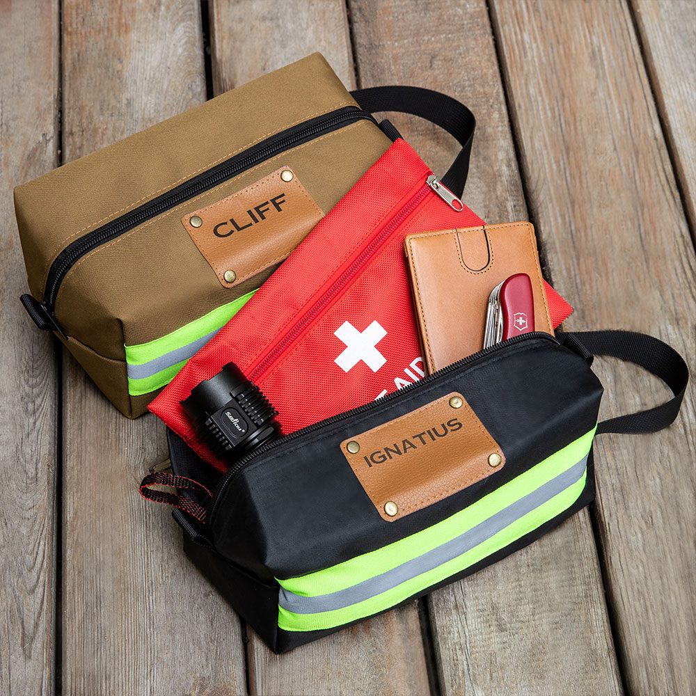 Personalized Reflective Bunker Gear Style Firefighter Toiletry Bag with ...