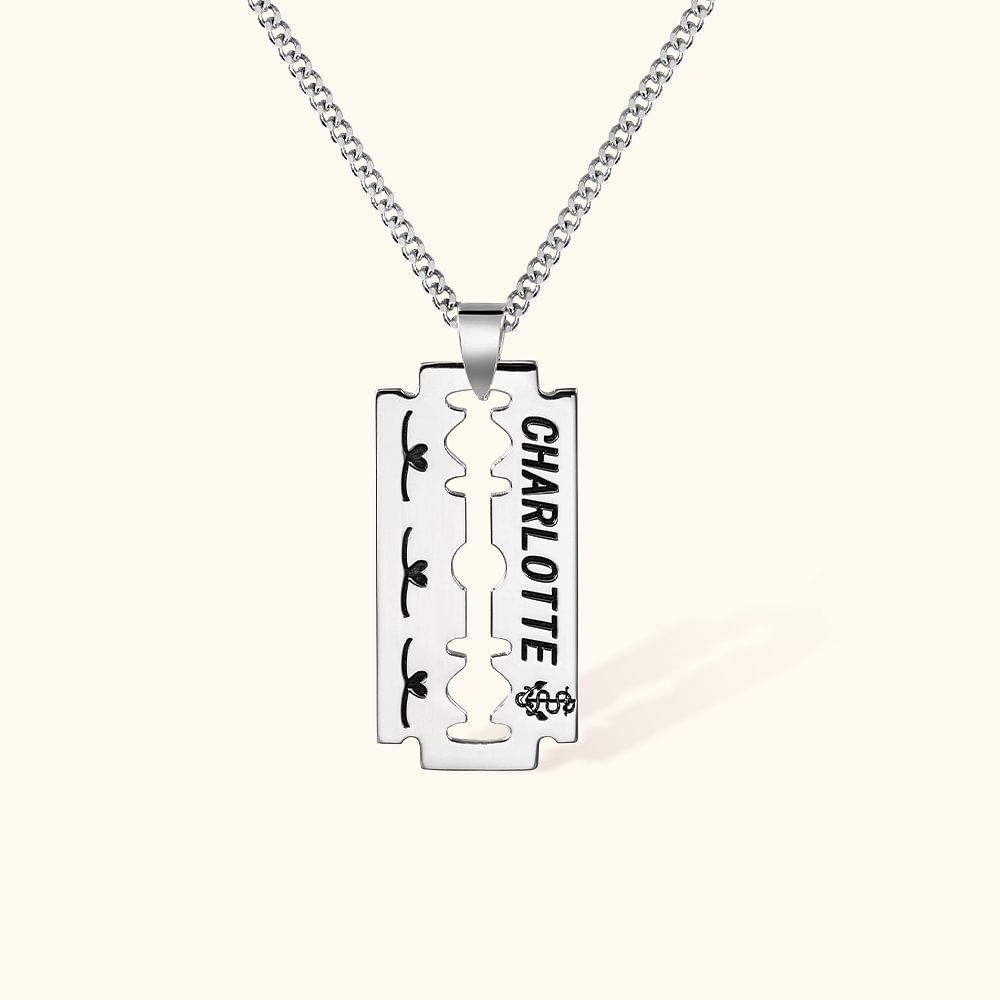 Personalized Punk Rock Style Razor Blade Charm Men's Necklace for ...