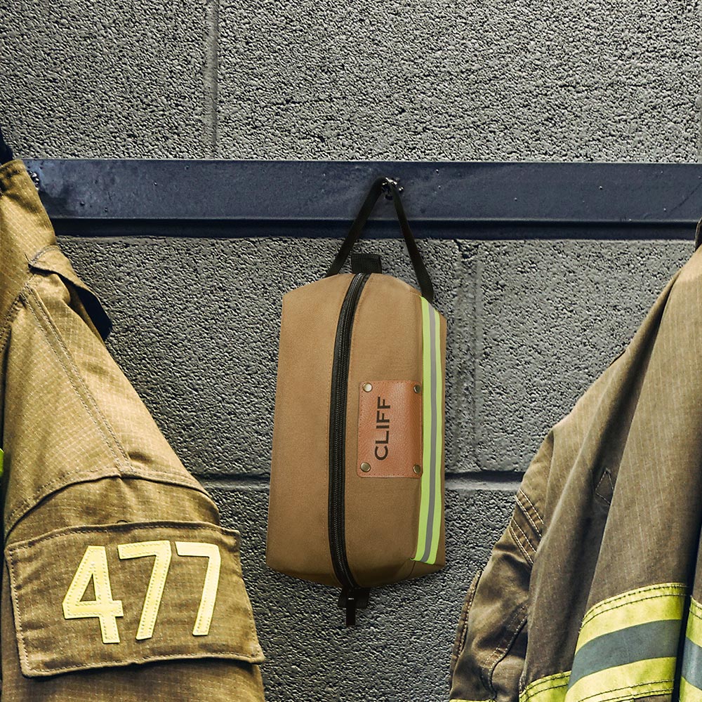 Personalized Reflective Bunker Gear Style Firefighter Toiletry Bag with ...