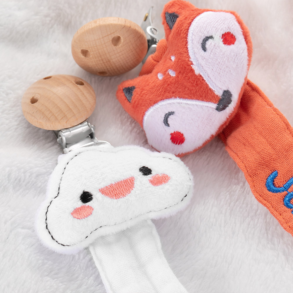 Personalized Cute Design Pacifier Clip with Embroidered Name Baby ...