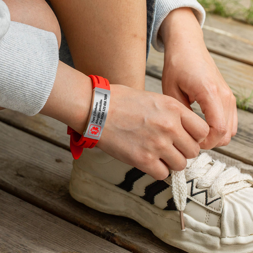 Personalized Emergency Medical Alert Silicone Waterproof Band with ...