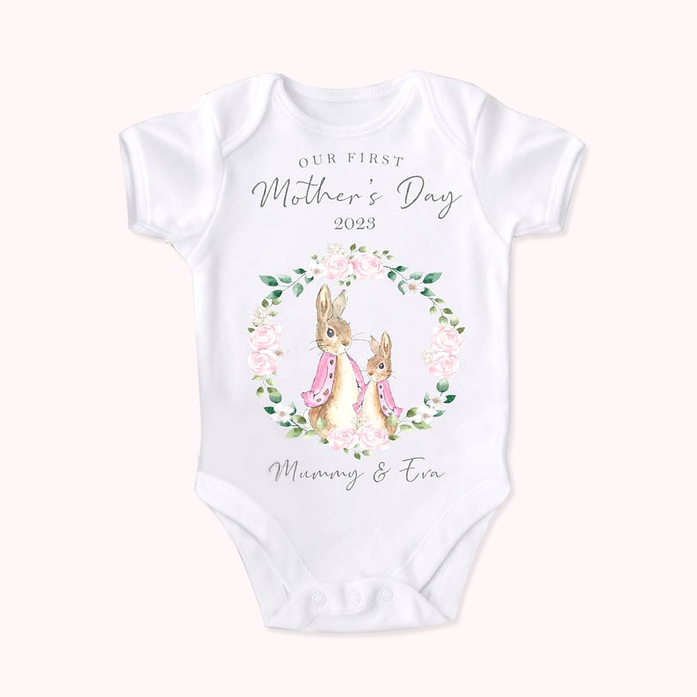 Personalized Rabbit Cartoon Style Baby Outfit Onesie with Name First ...
