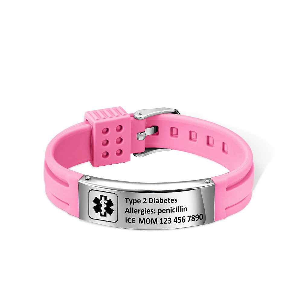 Personalized Emergency Medical Alert Adjustable Silicone Waterproof ...