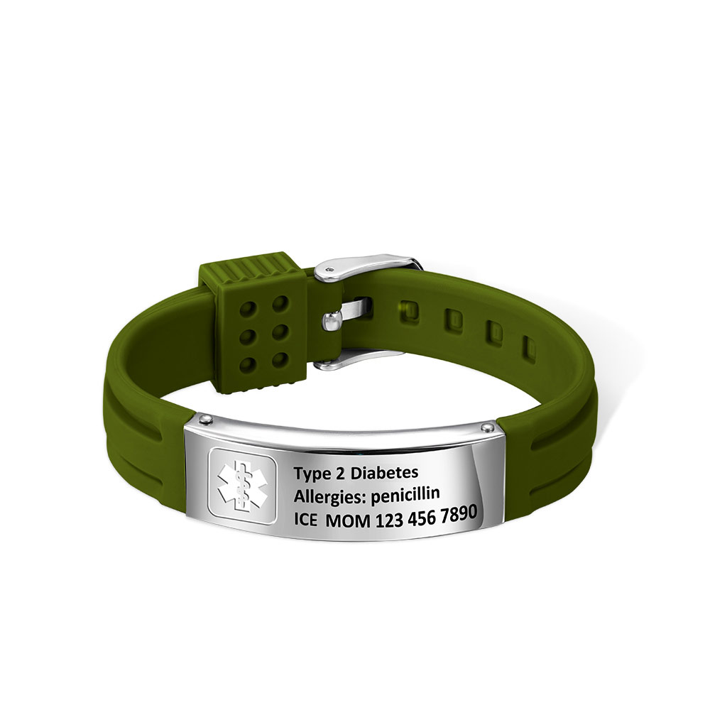 Personalized Emergency Medical Alert Silicone Waterproof Band with ...