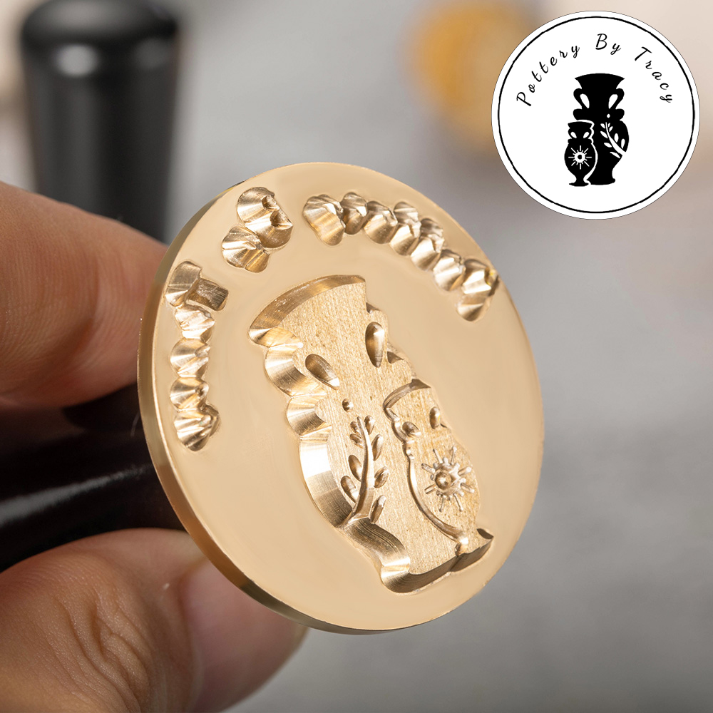 Personalized Ceramic Clay Brass Pottery Stamp with Pattern Initial Date ...