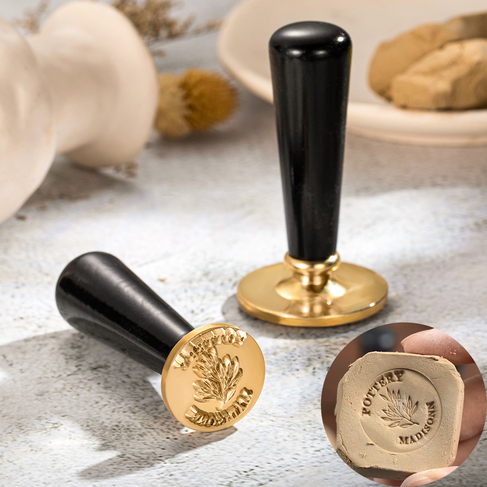 Personalized Ceramic Clay Brass Pottery Stamp with Pattern Initial Date ...