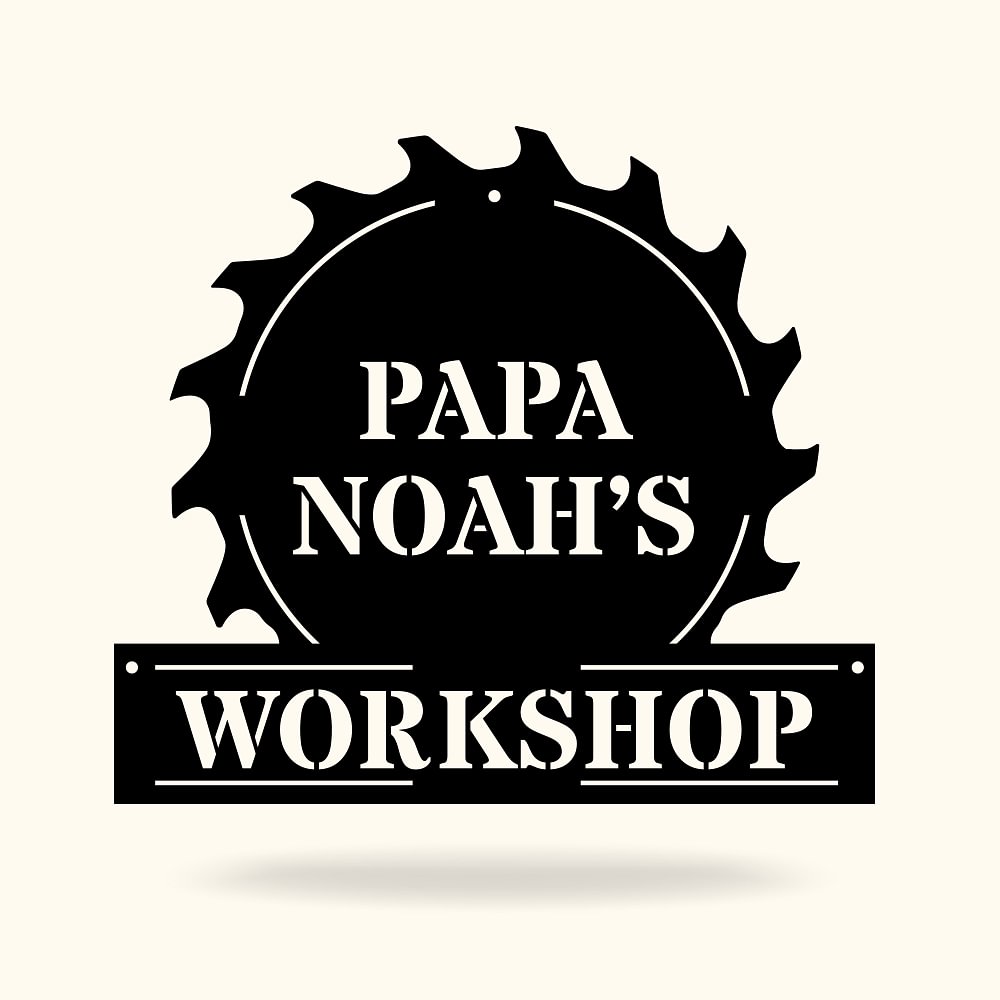 Personalized Papas Workshop Metal Sign Home Decor for Dad Grandfather ...