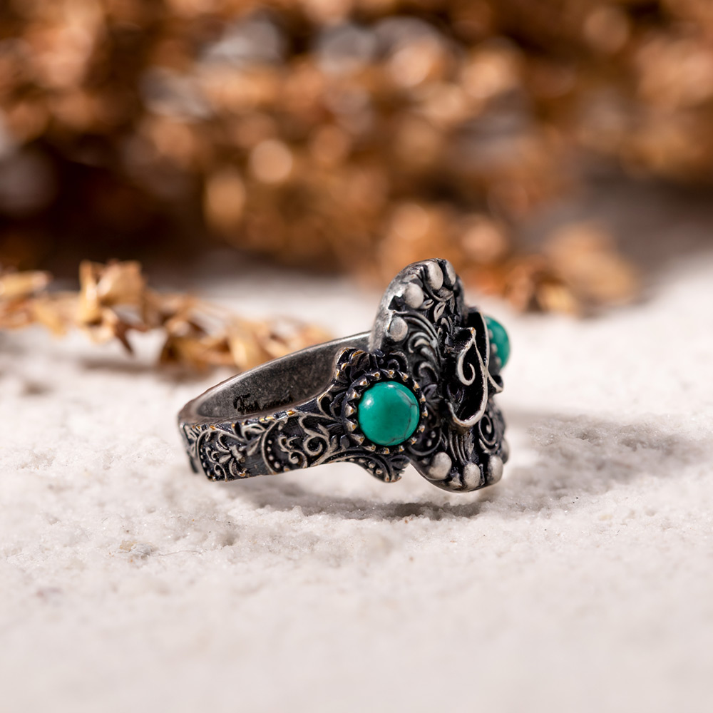 Personalized Turquoise Initial Ring Logo Ring Western Style Ring ...