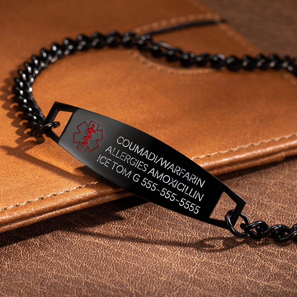 Personalized Stainless Steel Emergency Unisex Medical Alert ID Bracelet ...