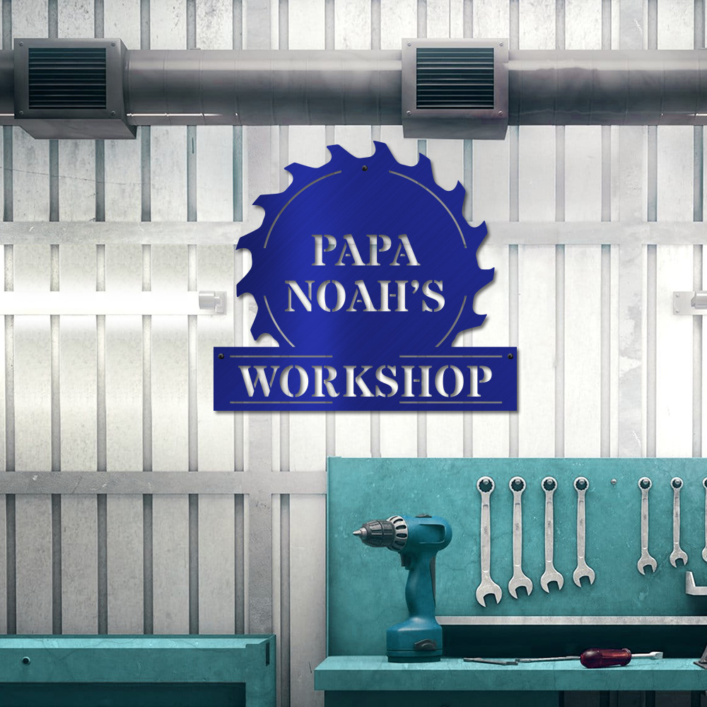Personalized Papas Workshop Metal Sign Home Decor for Dad Grandfather ...