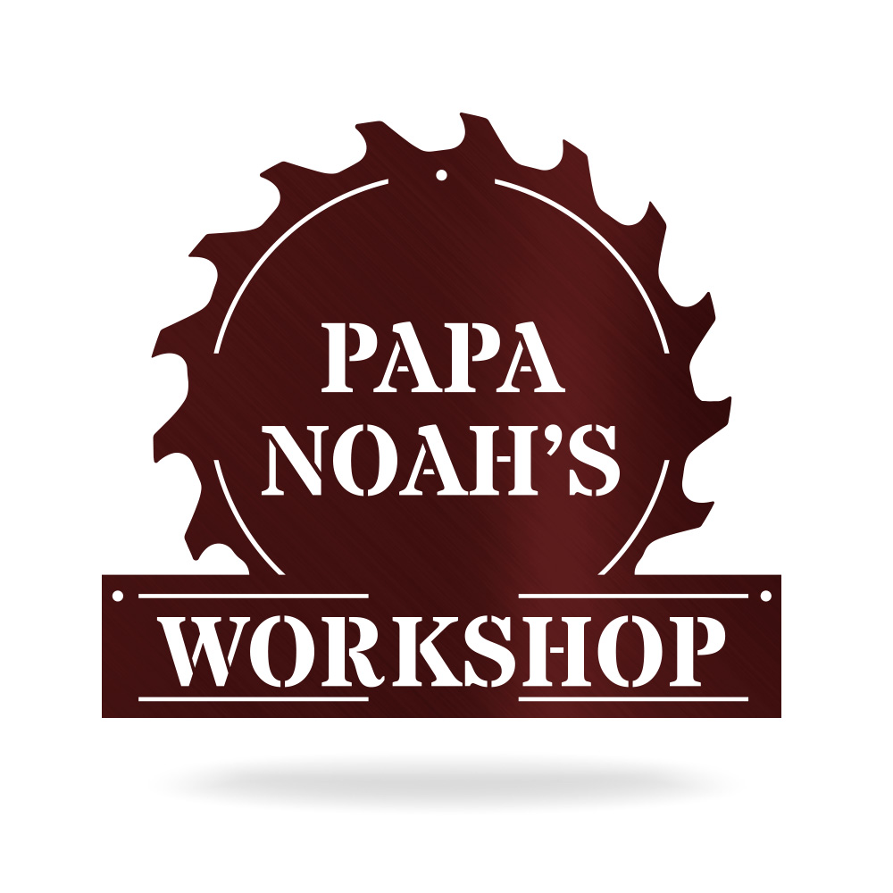 Personalized Papas Workshop Metal Sign Home Decor for Dad Grandfather ...