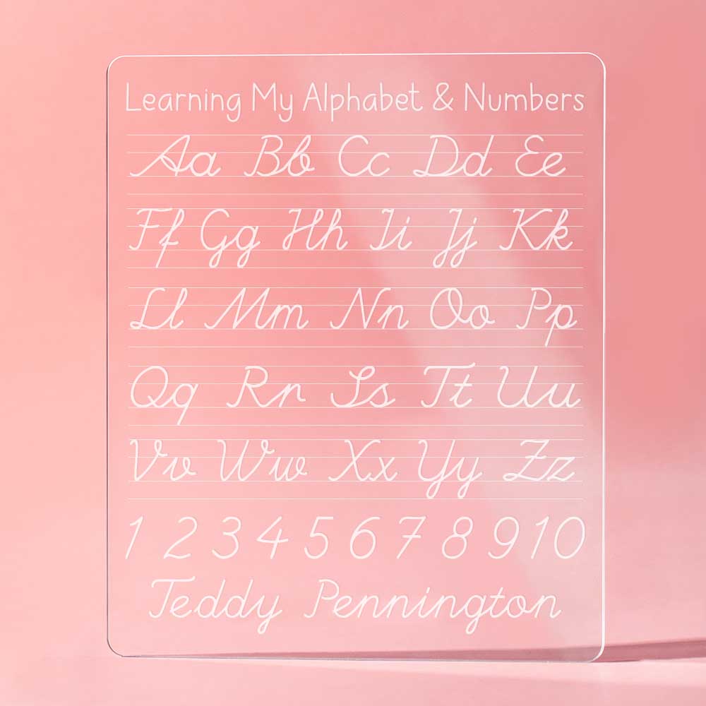 Personalized Reusable Alphabet and Number Tracing Dry Erase Board for ...