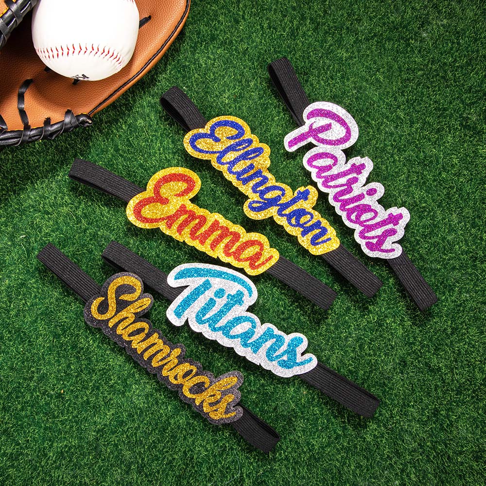 Personalized Glitter Name Stretchy Headbands for Youth Team Sport ...