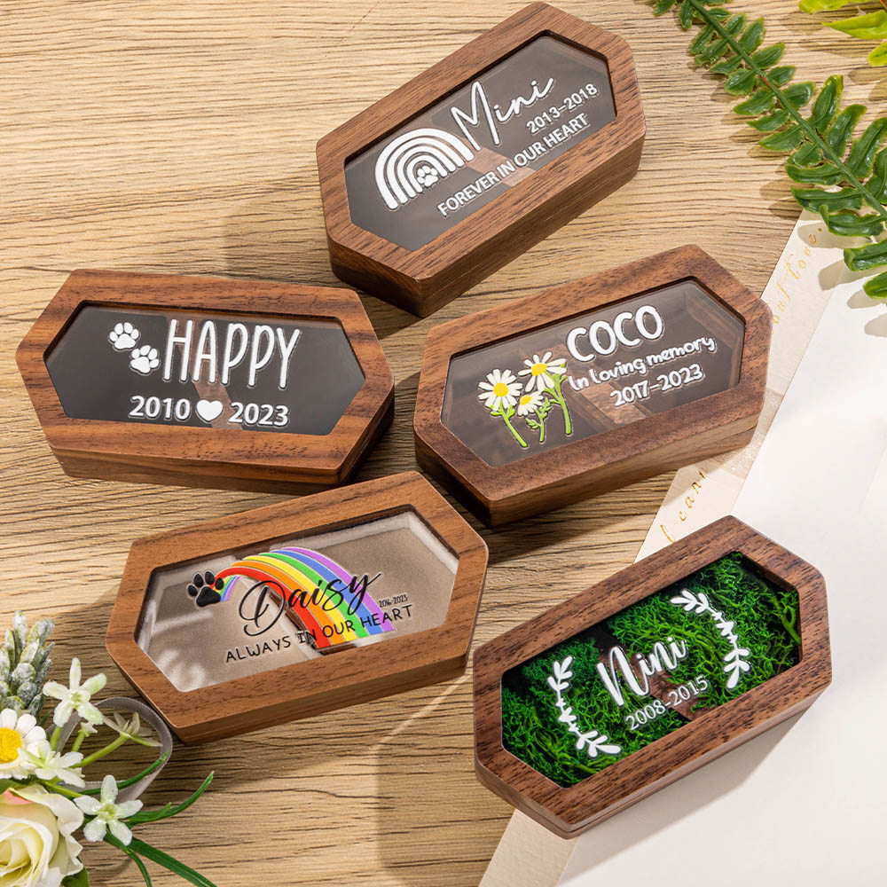Personalized Remembrance Wooden Pet Fur Keepsake Rainbow Bridge Loss of ...