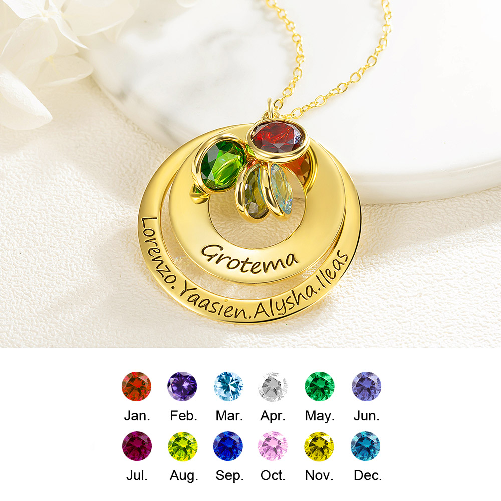 Personalized Forever Circle Design Children Birthstones with Names ...