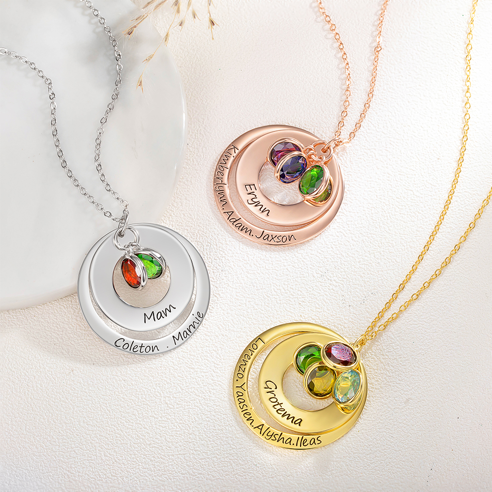 Personalized Forever Circle Design Children Birthstones with Names ...