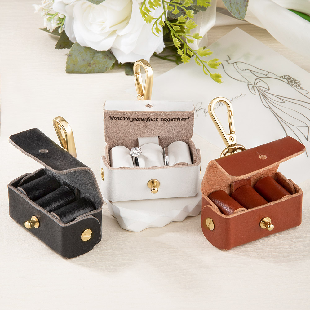 Personalized Leather Wedding Ring Bearer Pouch for Dog Collar with ...