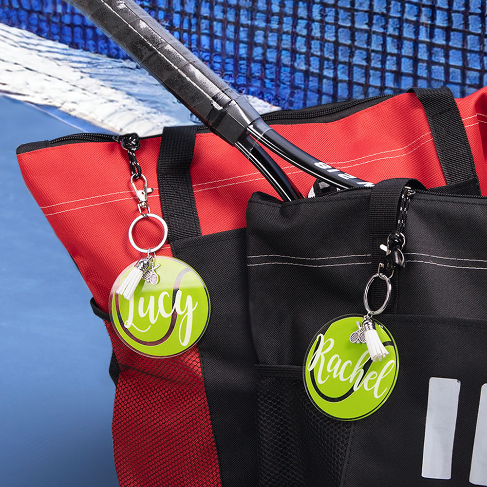 Personalized Set of 2 Tennis Bag Tag Keychains Tennis Gift for Tennis ...
