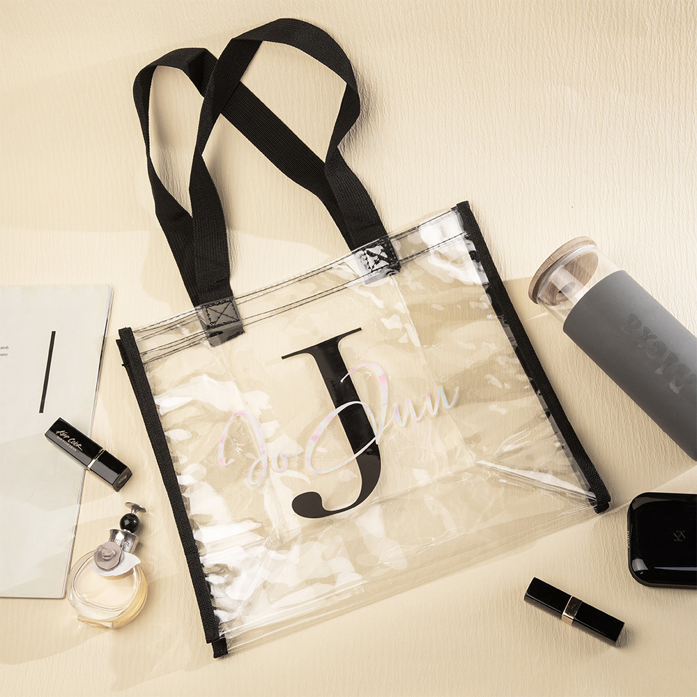 Personalized Clear Waterproof Name Initial Unisex Tote Bags Large ...
