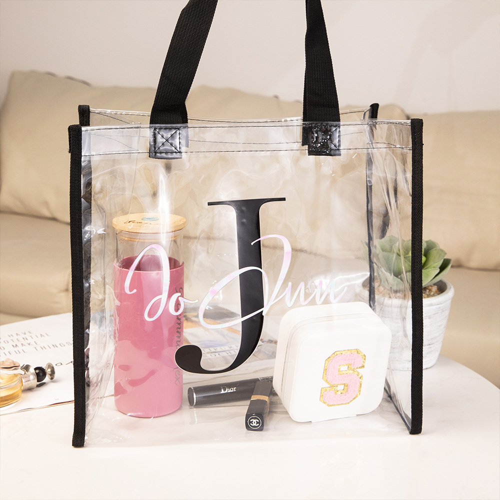 Personalized Clear Waterproof Name Initial Unisex Tote Bags Large ...