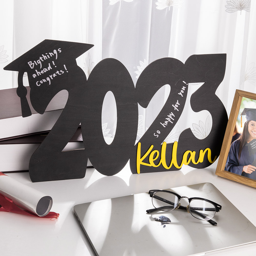 Personalized Wooden Glitter Graduation Cap Guestbook Sign Graduation ...
