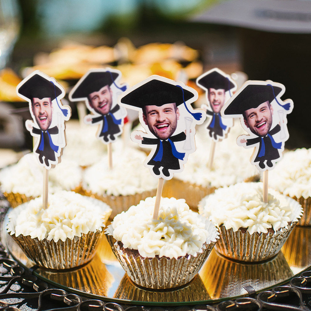 Personalized Graduation Photo Cupcake Toppers Cake Decorations Party ...
