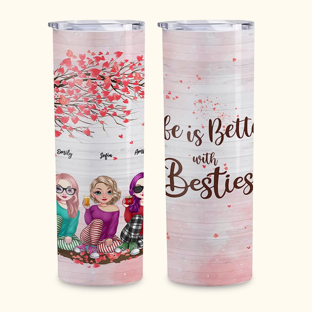 Personalised Life Is Better With Besties Love Tree Straight Skinny ...