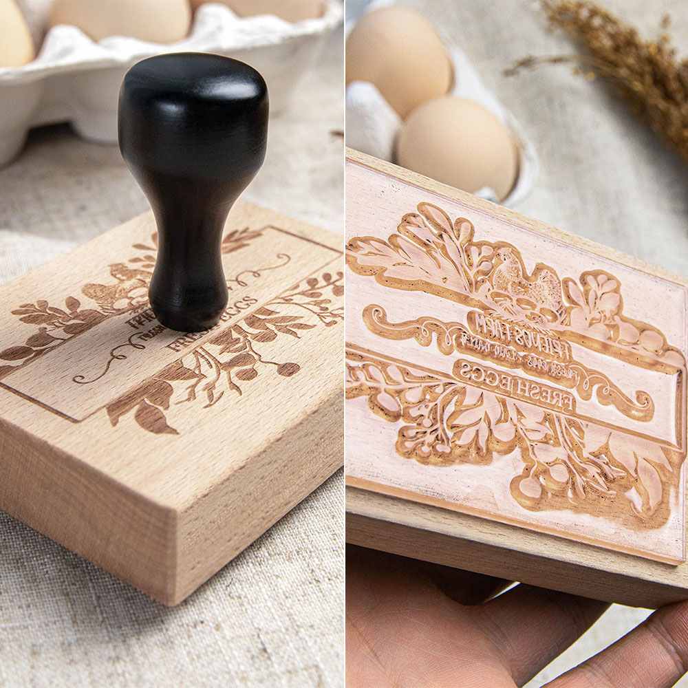 Personalized Engraved Leaf Flower Chicken Nest Farmer Market Wooden Egg ...