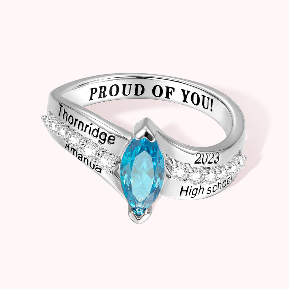 Personalized High School Class Ring for Women 2023 Graduation Ring ...