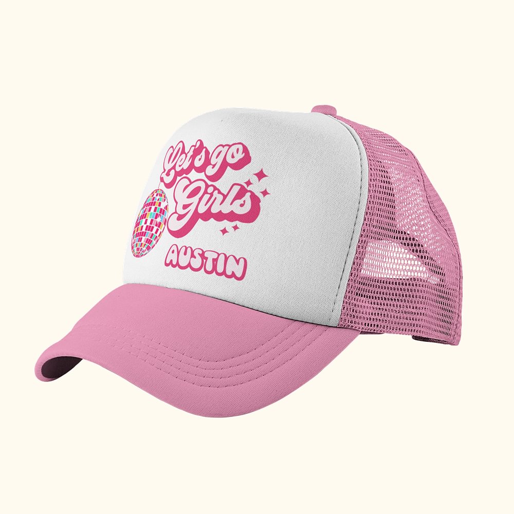 Personalized Disco Style Let's Go Girls Trucker Hat for Bridesmaid ...
