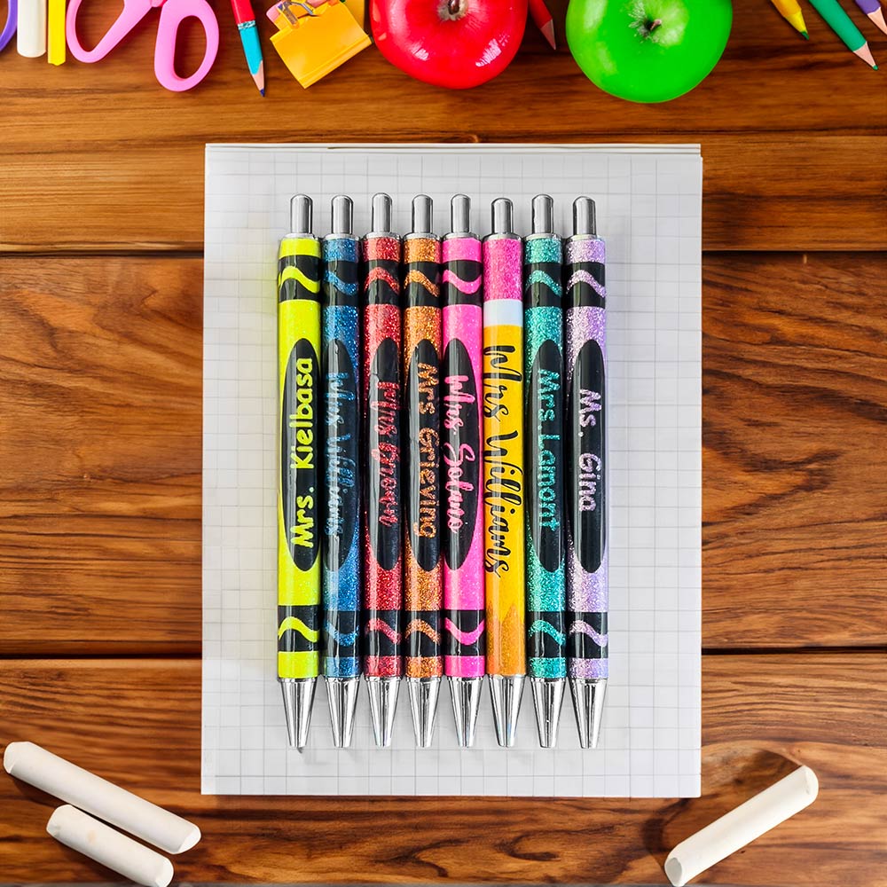 Personalized Set of 2 Glitter Pens Crayon Pens Ball-Point Pens Teacher ...