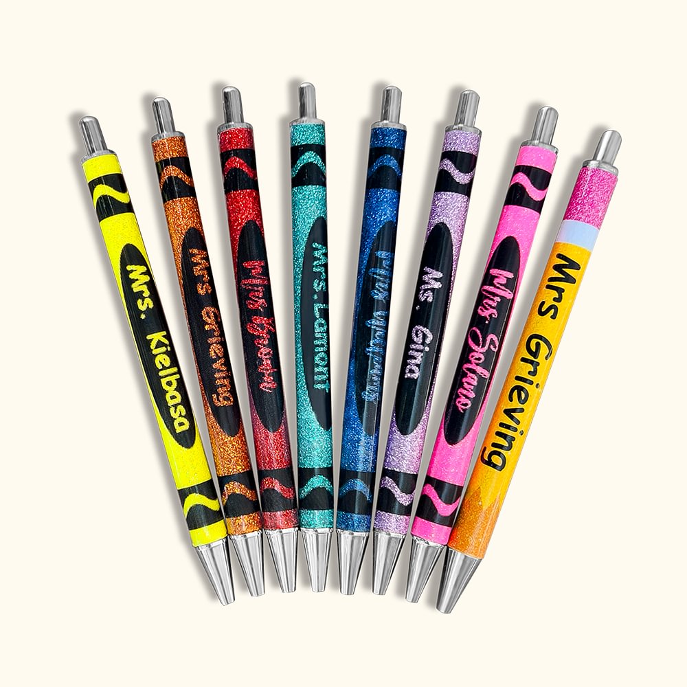 Personalized Set of 2 Glitter Pens Crayon Pens Ball-Point Pens Teacher ...