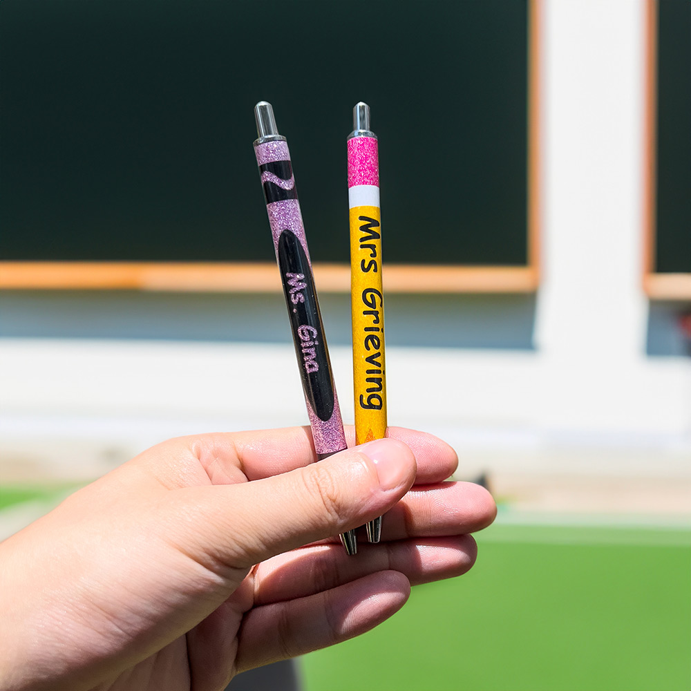 Personalized Set of 2 Glitter Pens Crayon Pens Ball-Point Pens Teacher ...