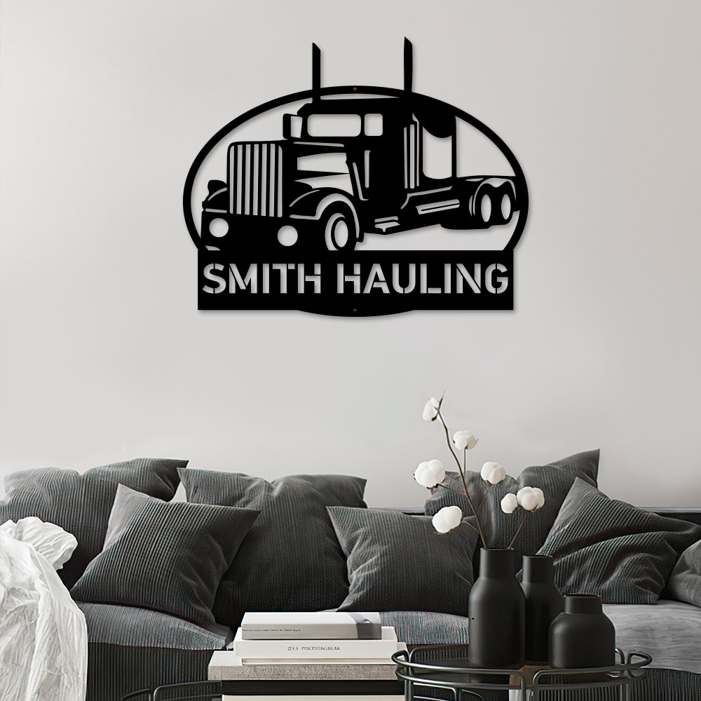 Personalized Semi Truck Wall Sign Truck Art Metal Sign with Text ...