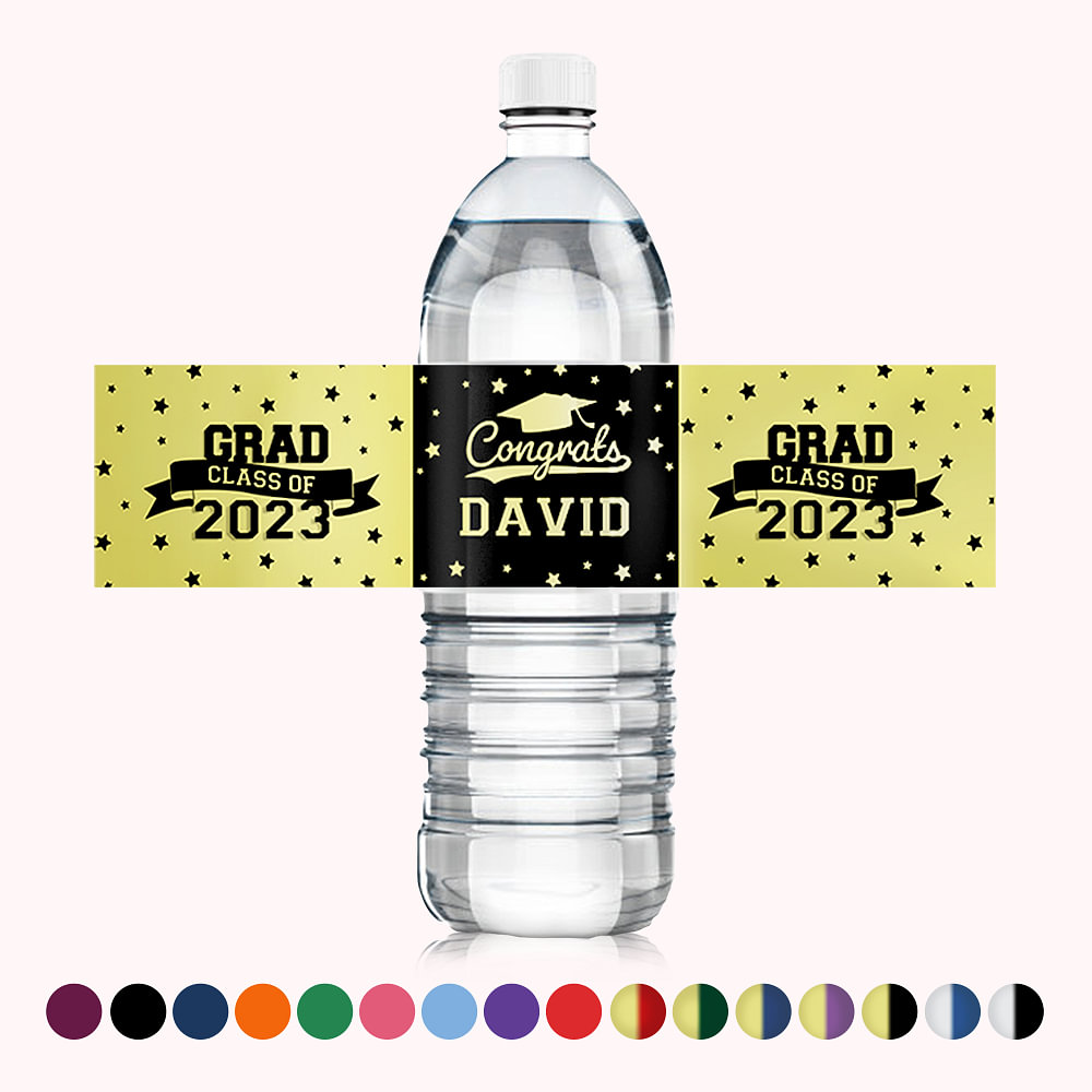 Personalized Waterproof Graduation Water Bottle Labels with Name ...