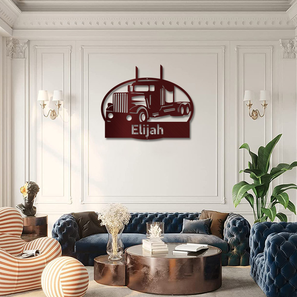 Personalized Semi Truck Wall Sign Truck Art Metal Sign with Text ...