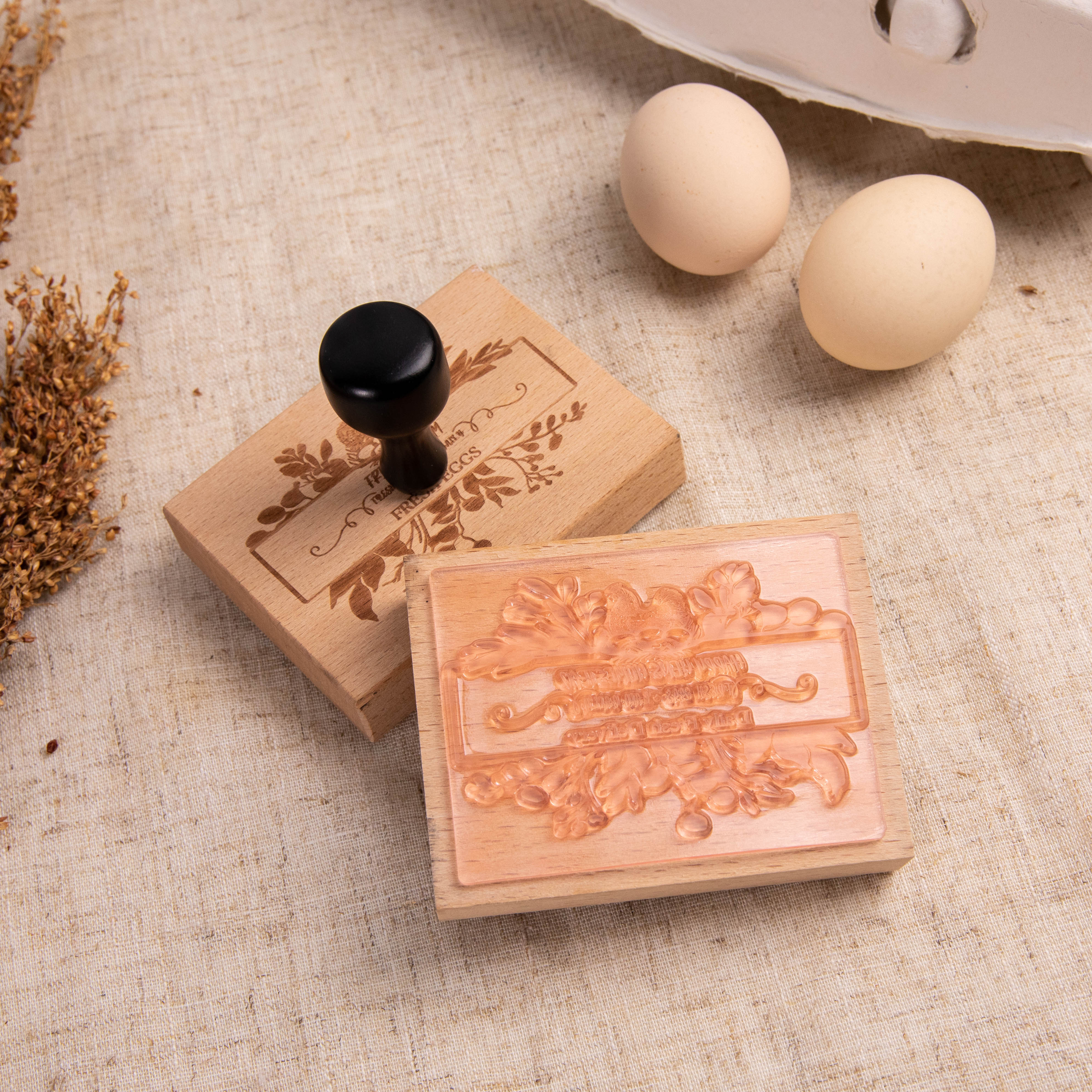 Personalized Chicken Nest Egg Carton Stamp Farmhouse Stamp with Handle ...