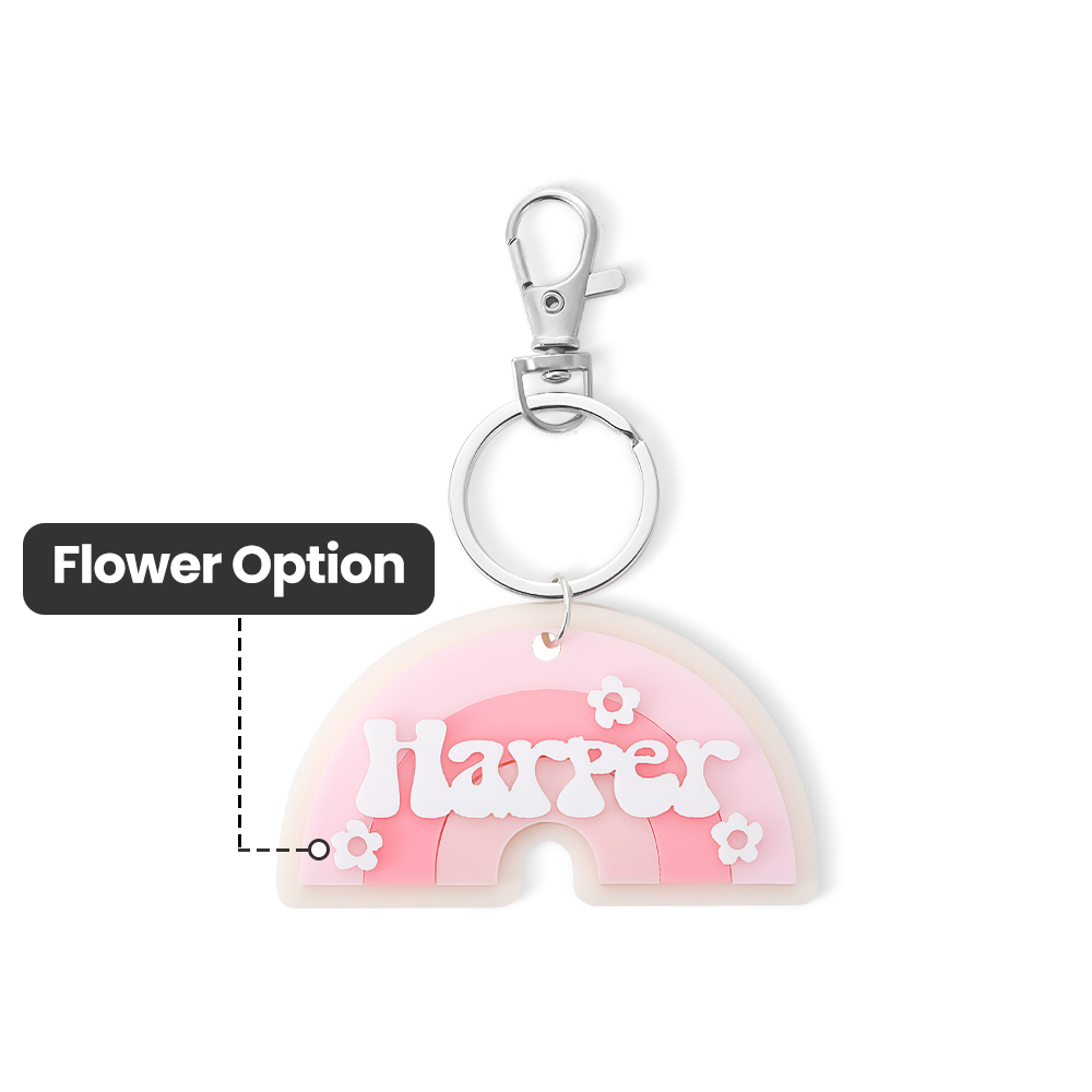 Personalized Retro Rainbow 3D Acrylic Keychain Name Tag for Kids ...