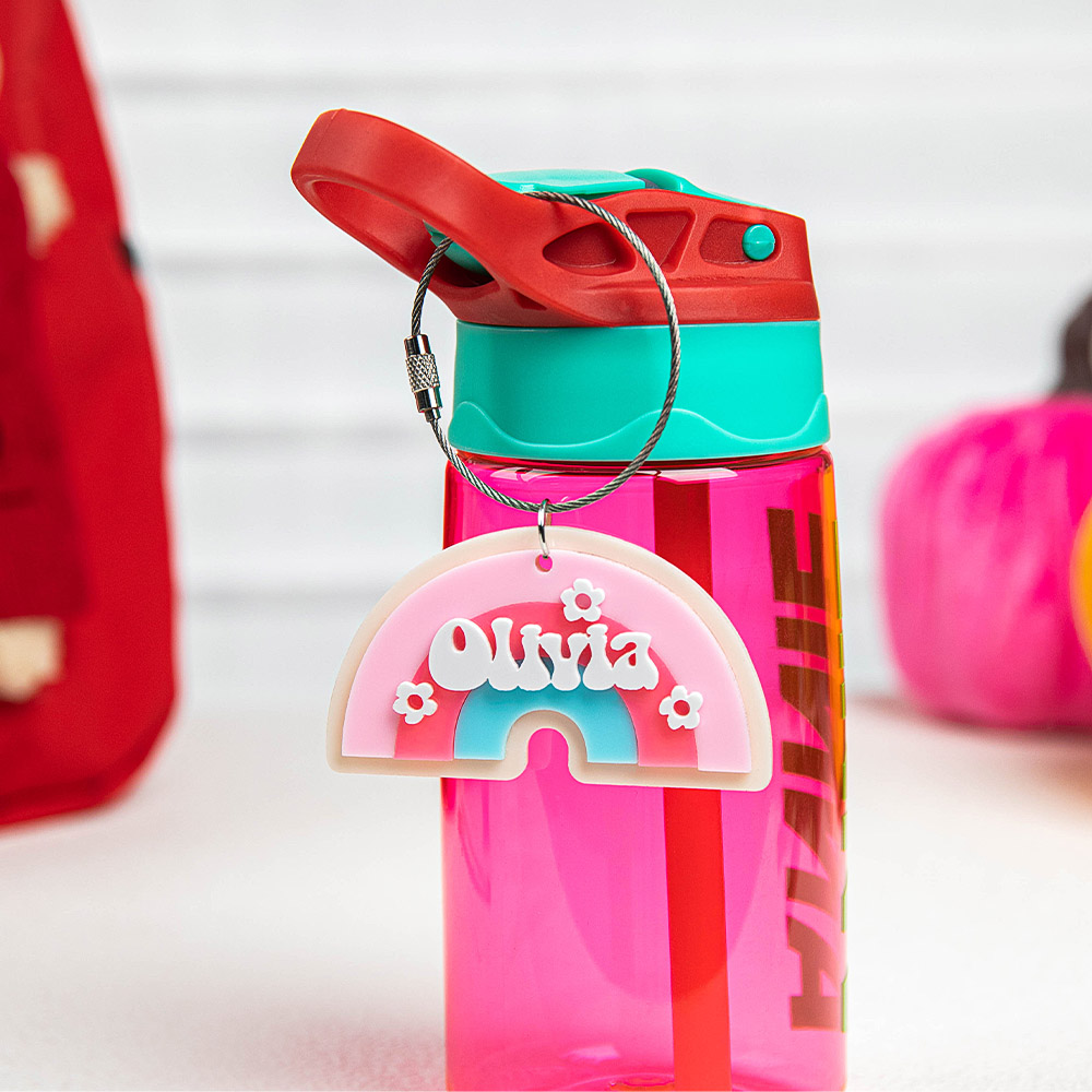 Personalized Retro Rainbow 3D Acrylic Keychain Name Tag for Kids ...