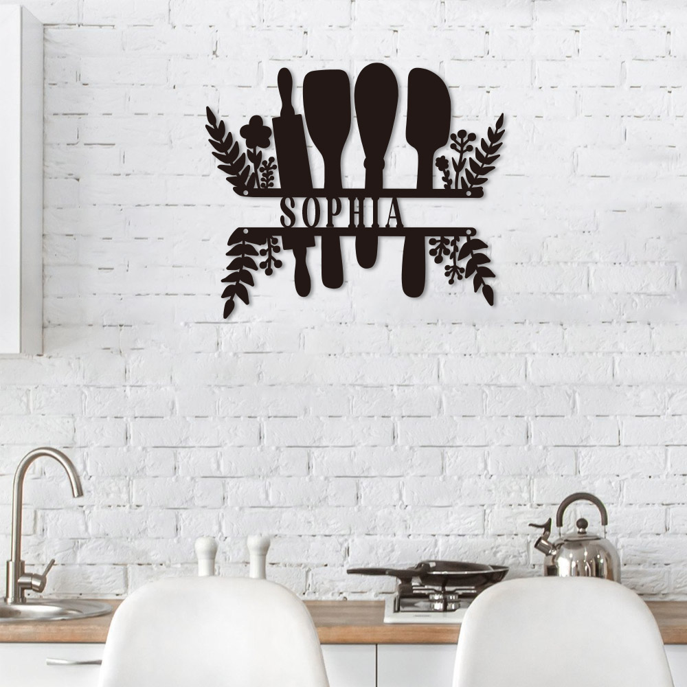 Personalized Kitchen Metal Sign Farmhouse Kitchenware Wall Art Decor ...