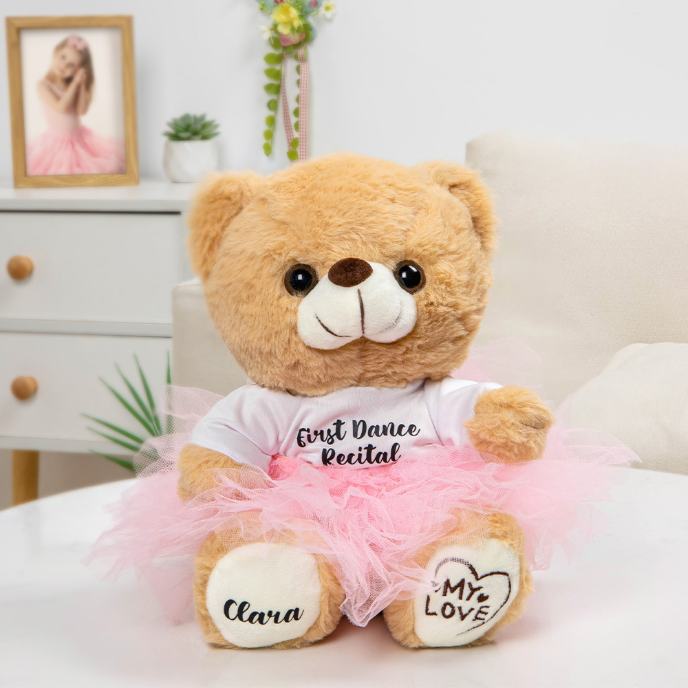 Personalised Cute Plush Dance Bear with Tutu and Text Recital Children ...