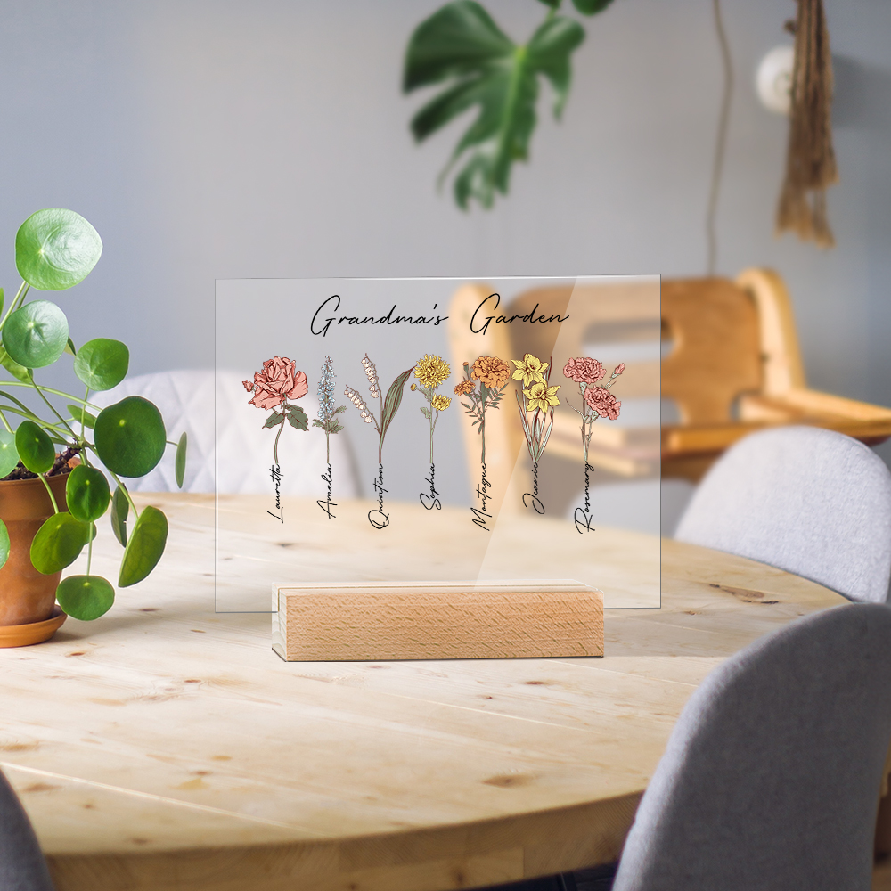Personalized Birth Flower Acrylic Plaque with Name Mother's Day ...