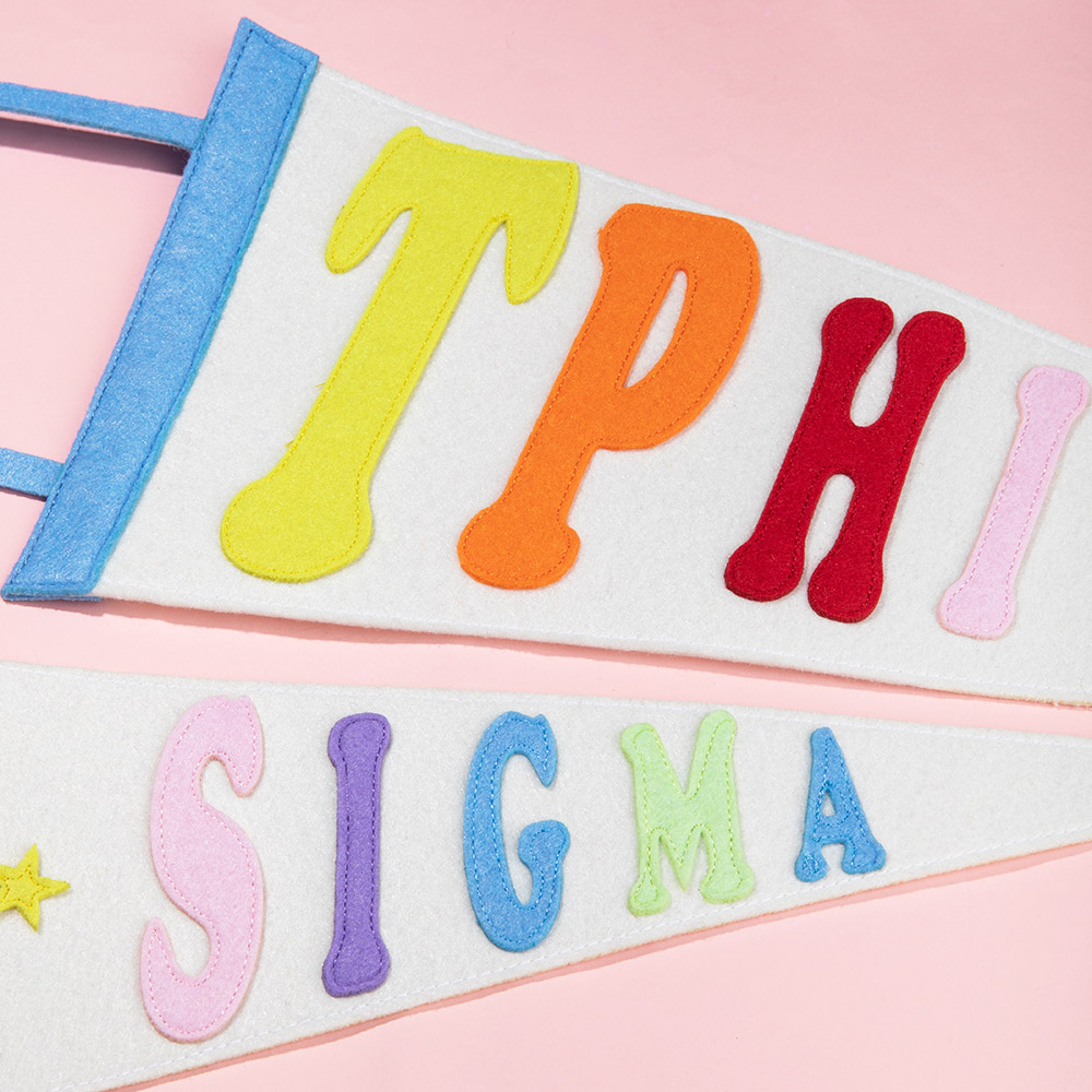 Personalized Sorority Rainbow Pennant Flag Colorful Felt Wall Banner ...