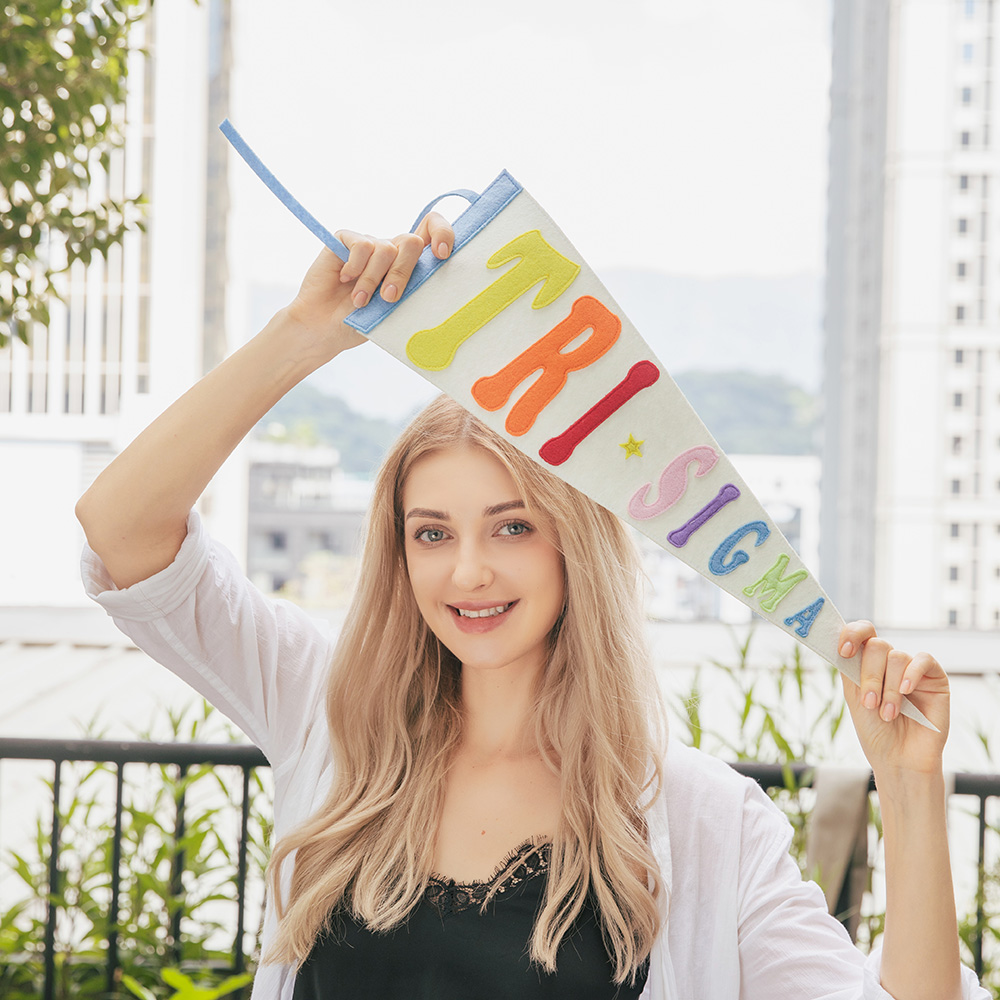 Personalized Sorority Rainbow Pennant Flag Colorful Felt Wall Banner ...
