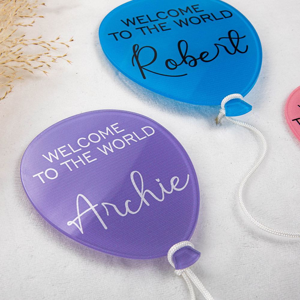 Personalised Welcome to the World Balloon Acrylic Name Plaque Sign for ...
