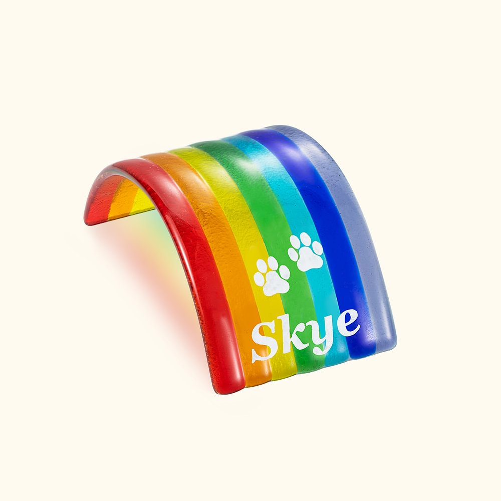 Personalized Pet Memorial Rainbow Bridge with Pawprint and Name Home ...