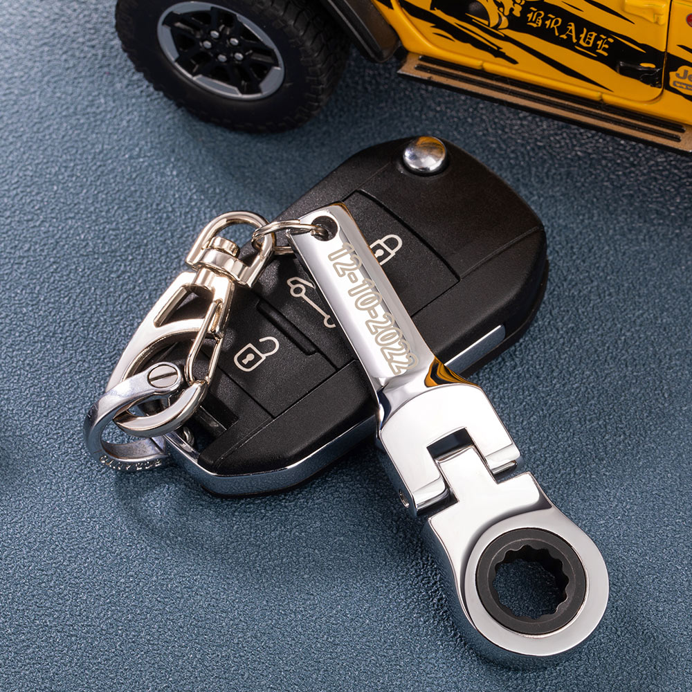 10mm Ratchet Wrench Keychain Portable Key Ring Flex Head with Engraving ...