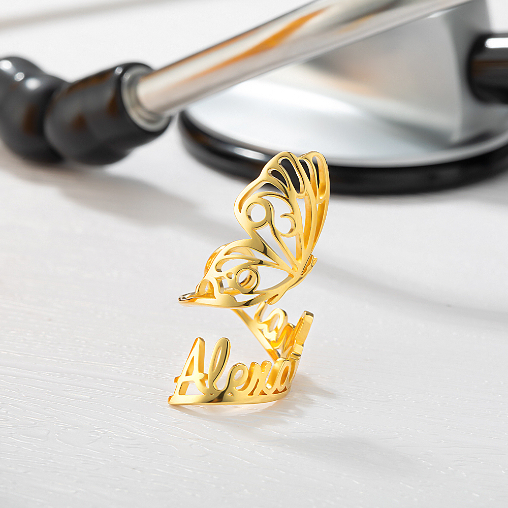 Personalized Stethoscope Name Tag Butterfly Stethoscope Charm ID Tag ...
